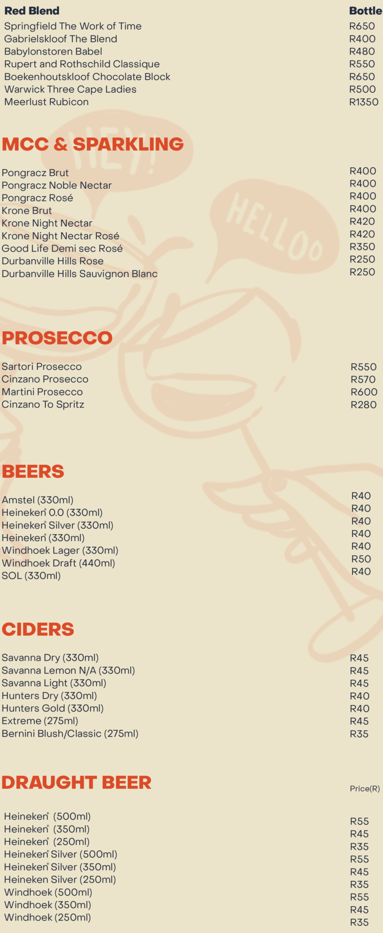 Artistry Sandton Drinks Menu | Garden Bar Cocktails & Rooftop Sips