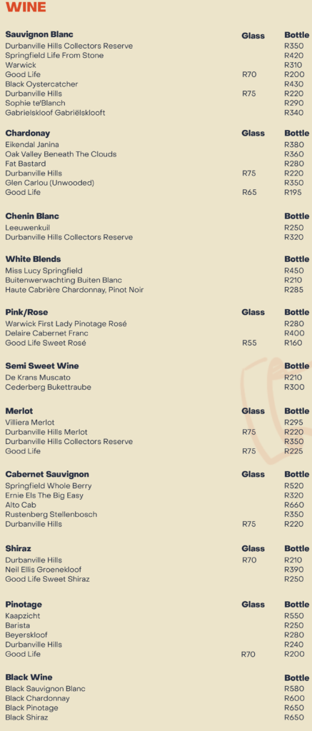 Artistry Sandton Drinks Menu | Garden Bar Cocktails & Rooftop Sips